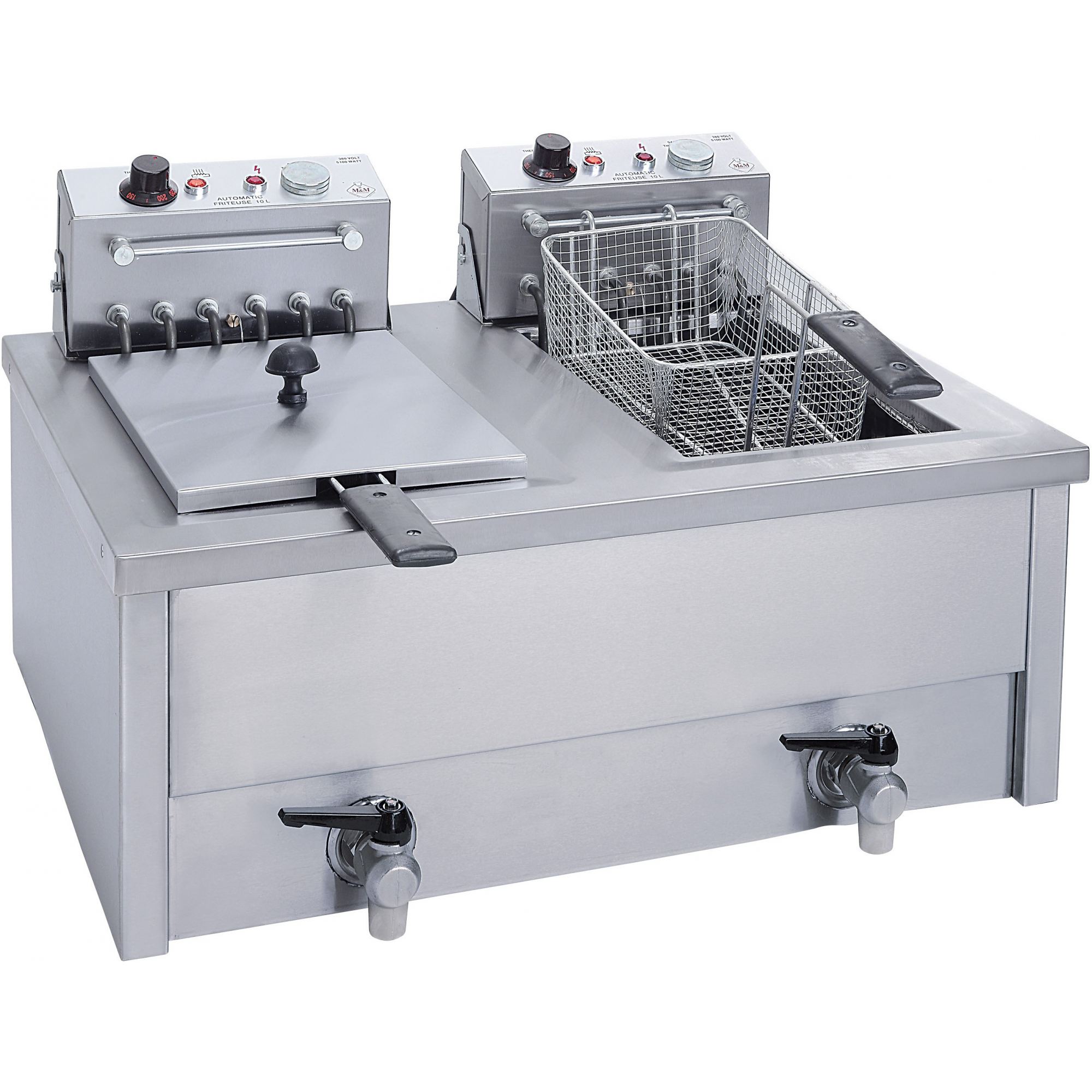 Commercial Double Electric Deep Fryer 10+10 lt Three Phase with an oil ...